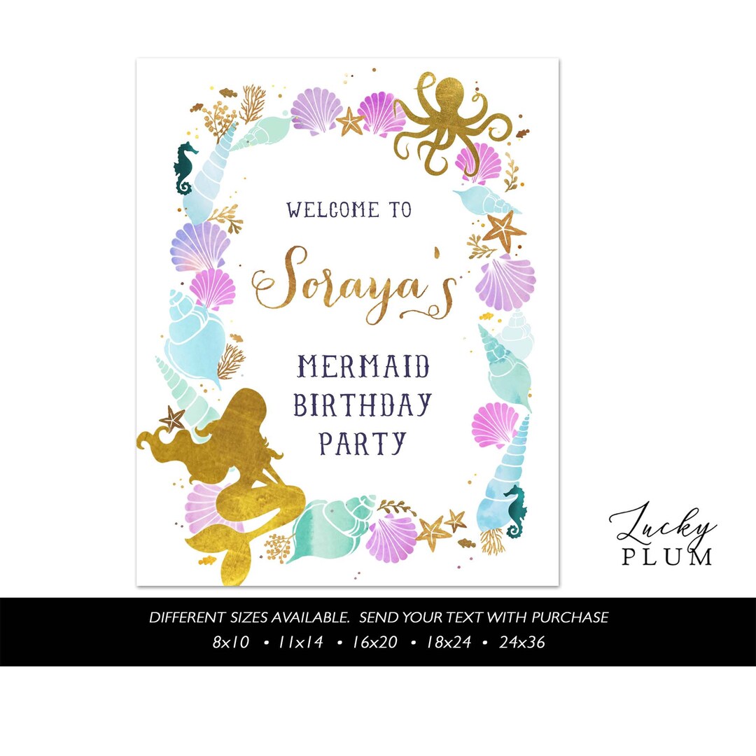 Mermaid Welcome Sign / Under the Sea Welcome Sign / Mermaid Birthday ...