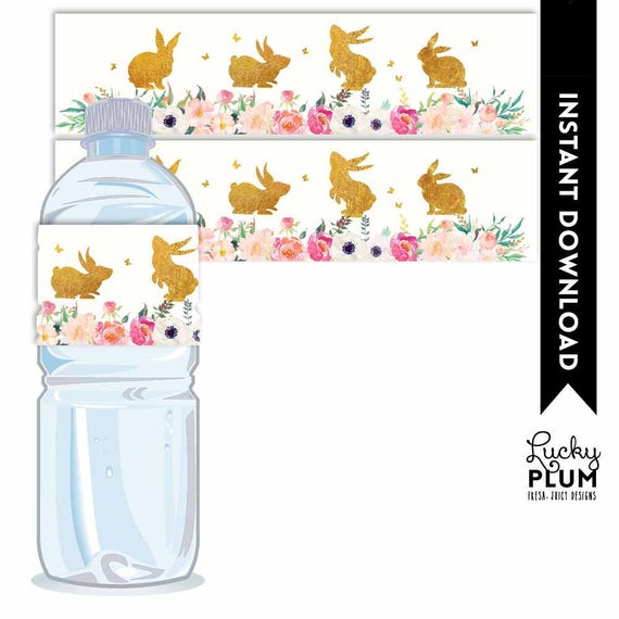 Bunny Water Bottle Label / Rabbit Water Bottle Label / Bunny | Etsy