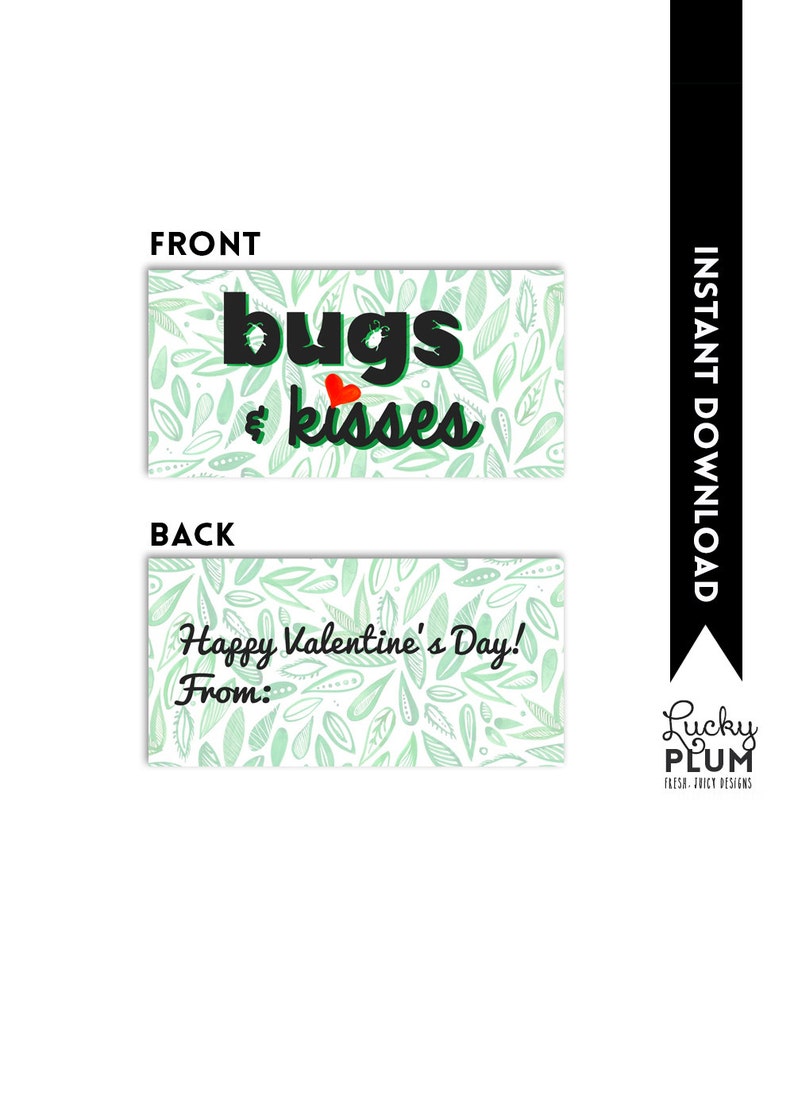 Bugs & Kisses Valentine Printable / Bugs Valentine Printable / | Etsy