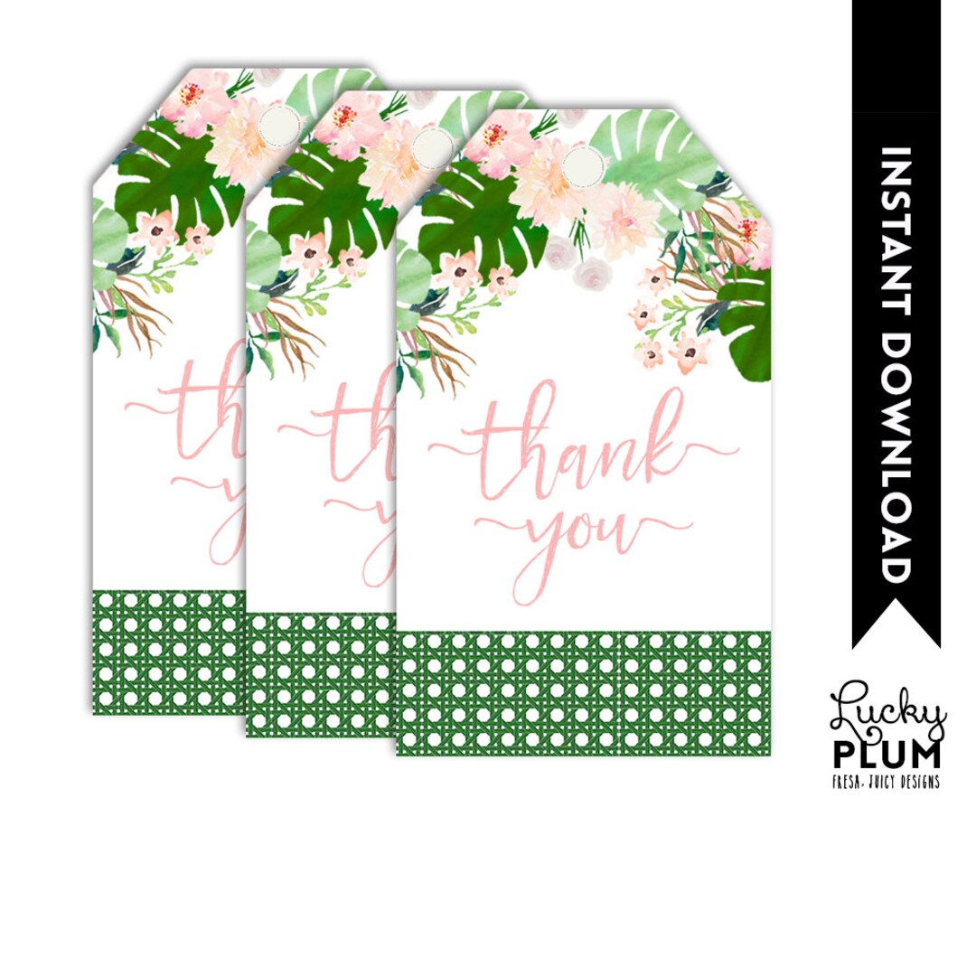 Tropical Favor Tag / Tropical Thank You Tag / Luau Favor Tag / Aloha ...