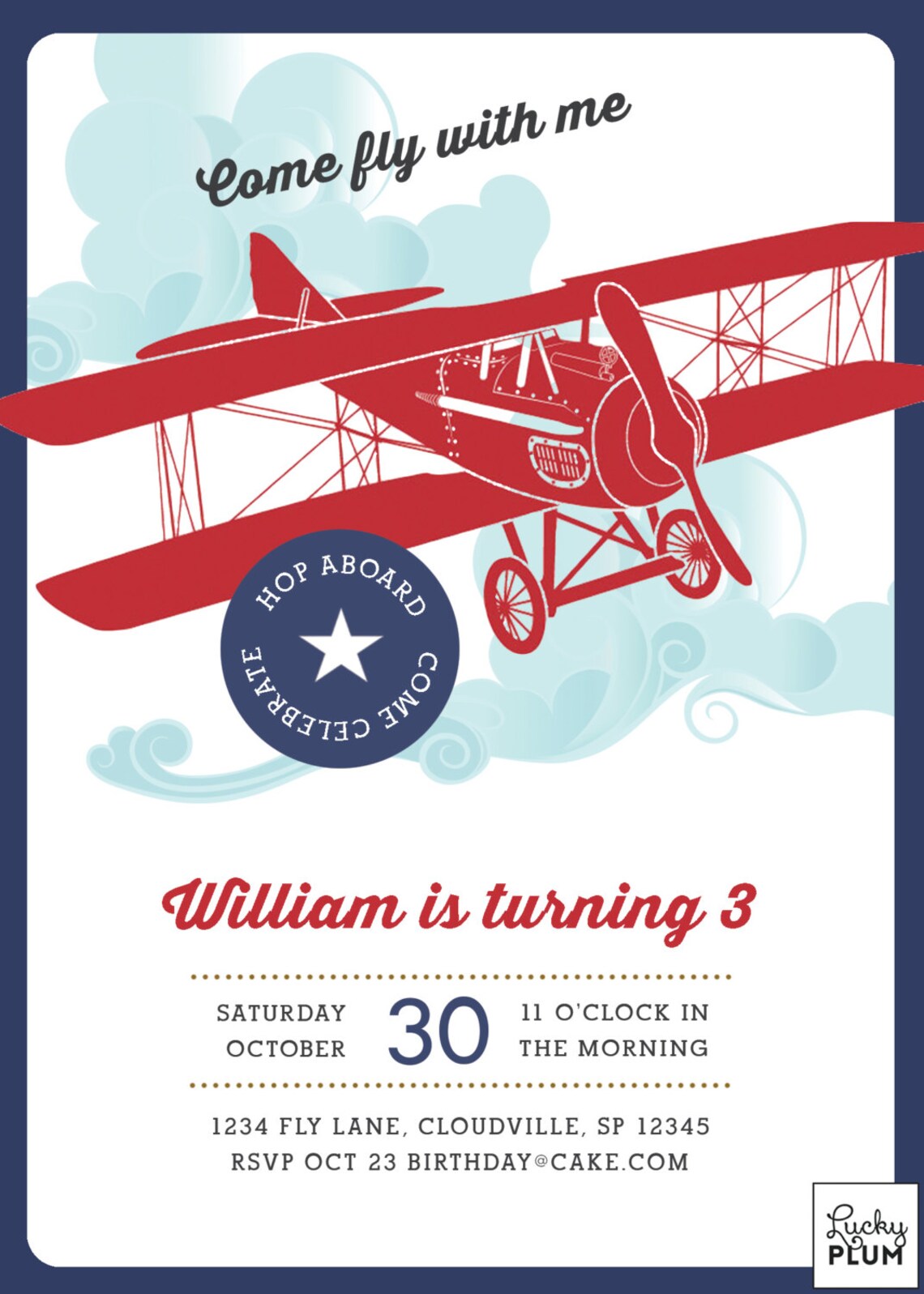 Airplane Birthday Invitation / Plane Invite / Retro Airplane - Etsy