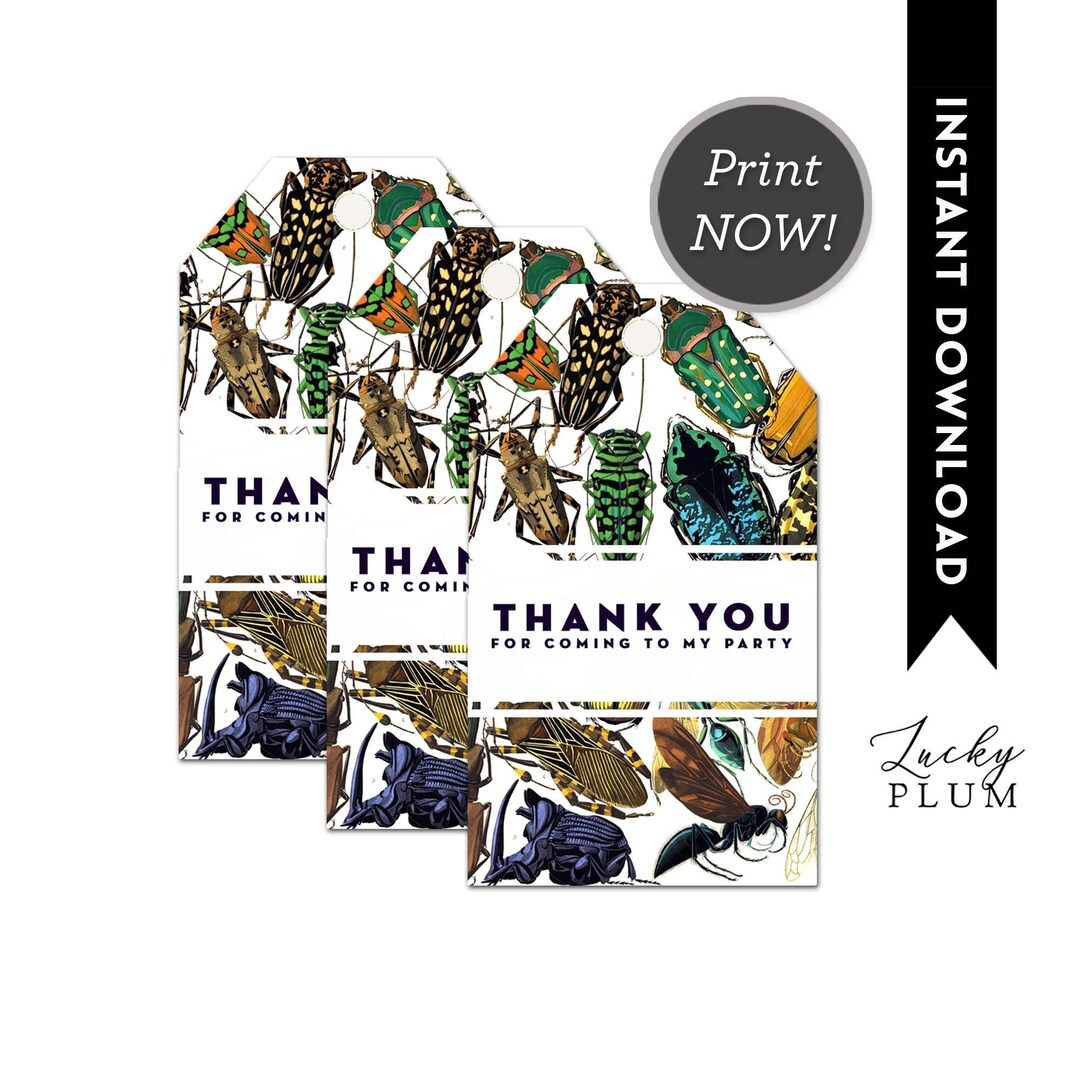 Insect Favor Tag / Bug Gift Tag / Beetle Thank You Tag / Grasshopper ...