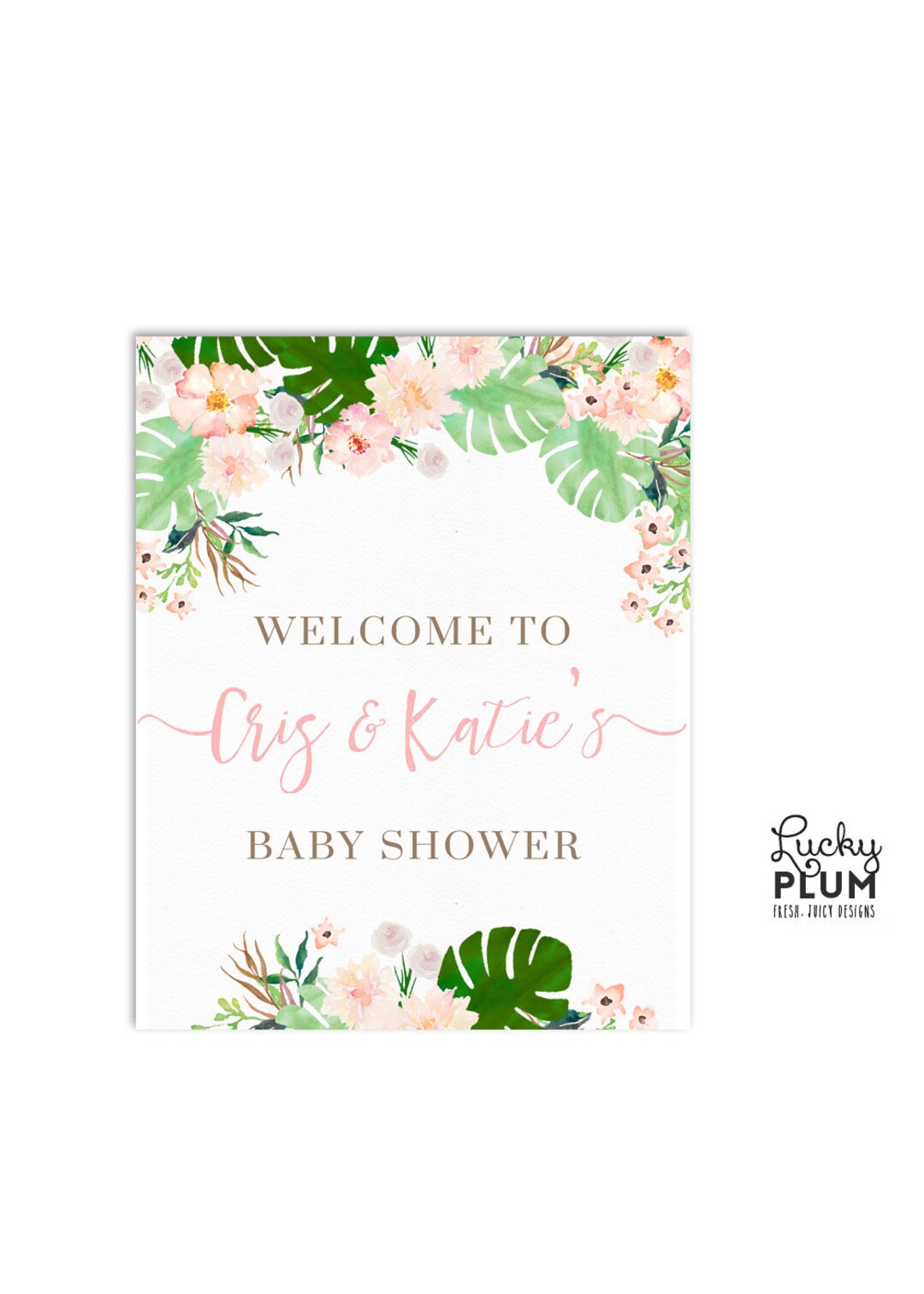Tropical Welcome Sign / Luau Welcome Sign / Flower Welcome Sign / Pink ...