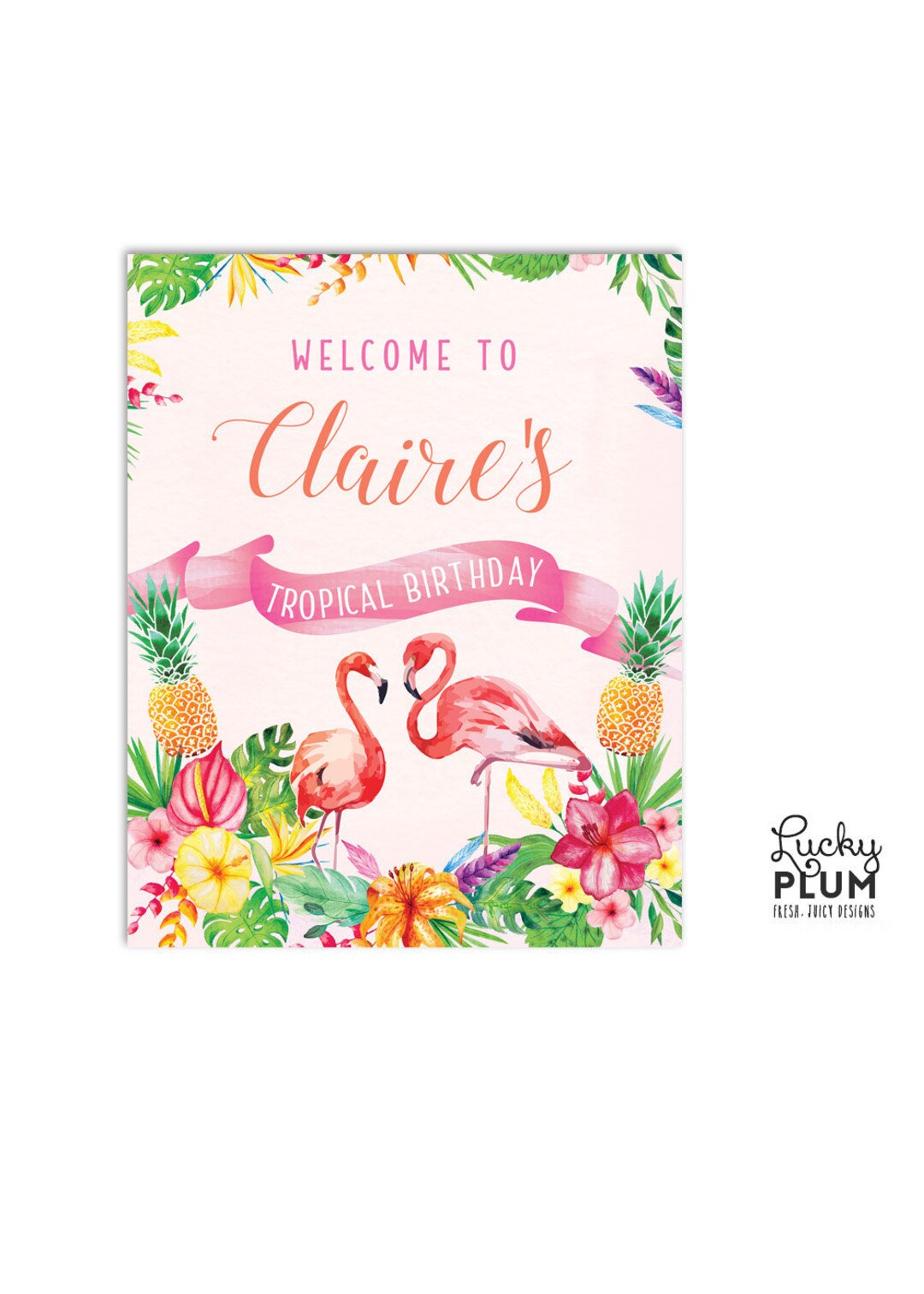 Tropical Welcome Sign / Tropical Baby Shower Sign / Tropical Birthday ...