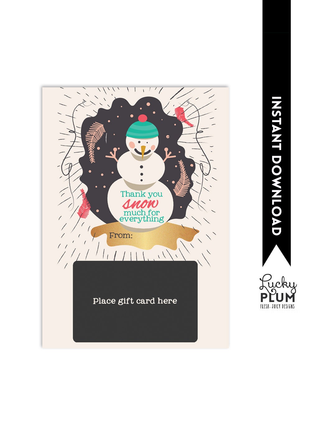 Thank You Snow Much Gift Card / Teacher Thank You Card / | Etsy