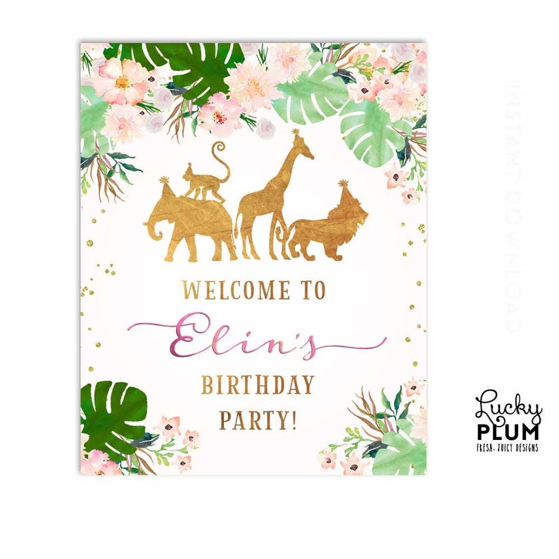 Girl Safari Birthday Board / Pink Floral Jungle Milestone | Etsy
