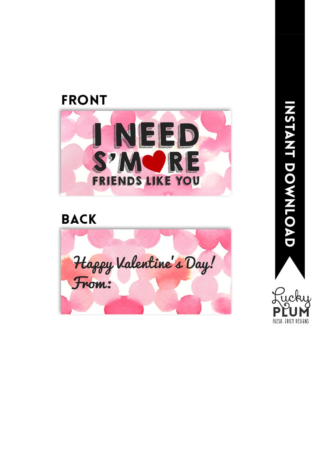 Smore Valentine Printable Tag / Valentine Printable Tag / I Need S'more ...