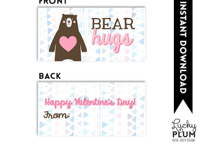 Bear Hugs Valentine Printable / Gummy Bear Valentine Printable ...
