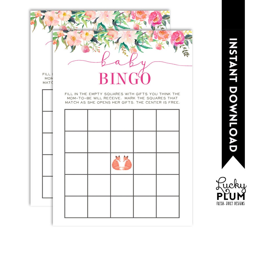 Fox Baby Bingo / Woodland Baby Bingo / Forest Baby Bingo / Twin Baby ...