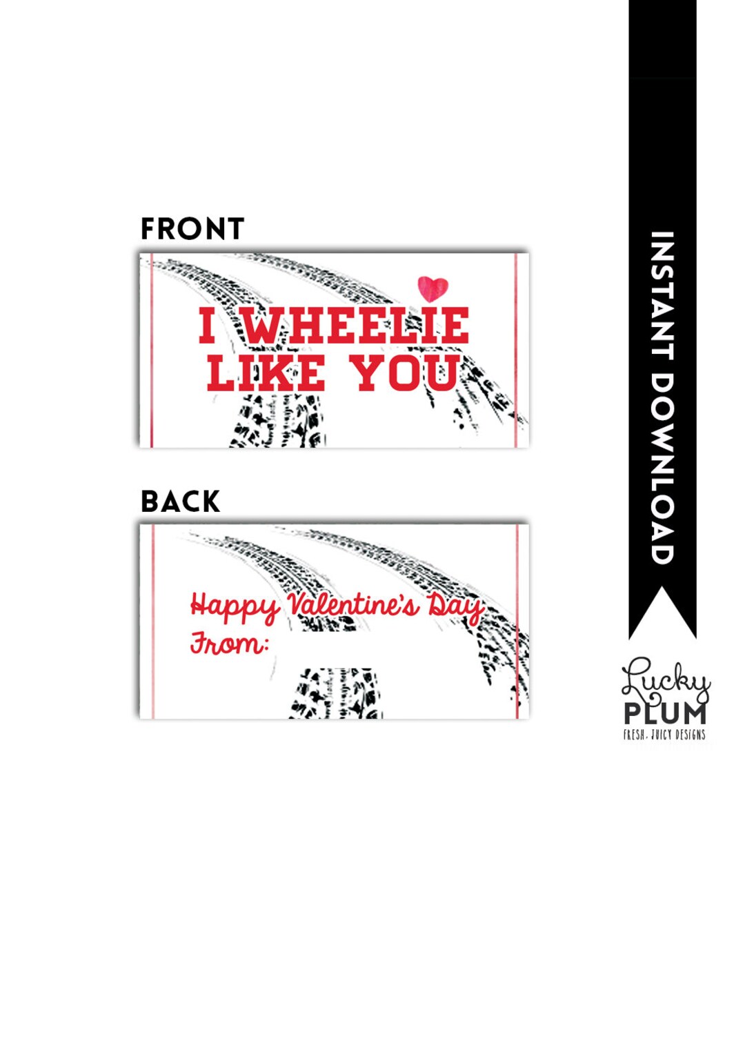 Car Valentine Printable / I Wheelie Like You Valentine Printable / Boy ...