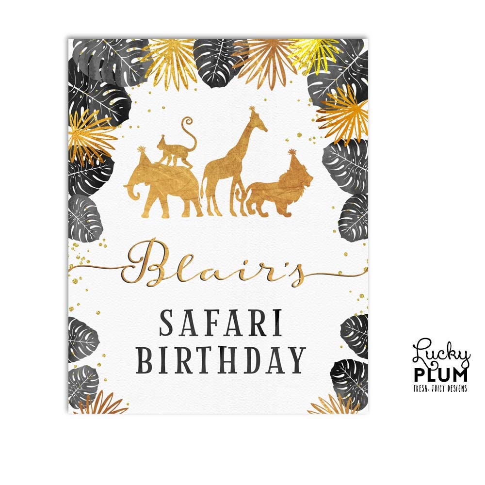 Safari Welcome Sign / Jungle Welcome Sign / Black Gold Safari | Etsy