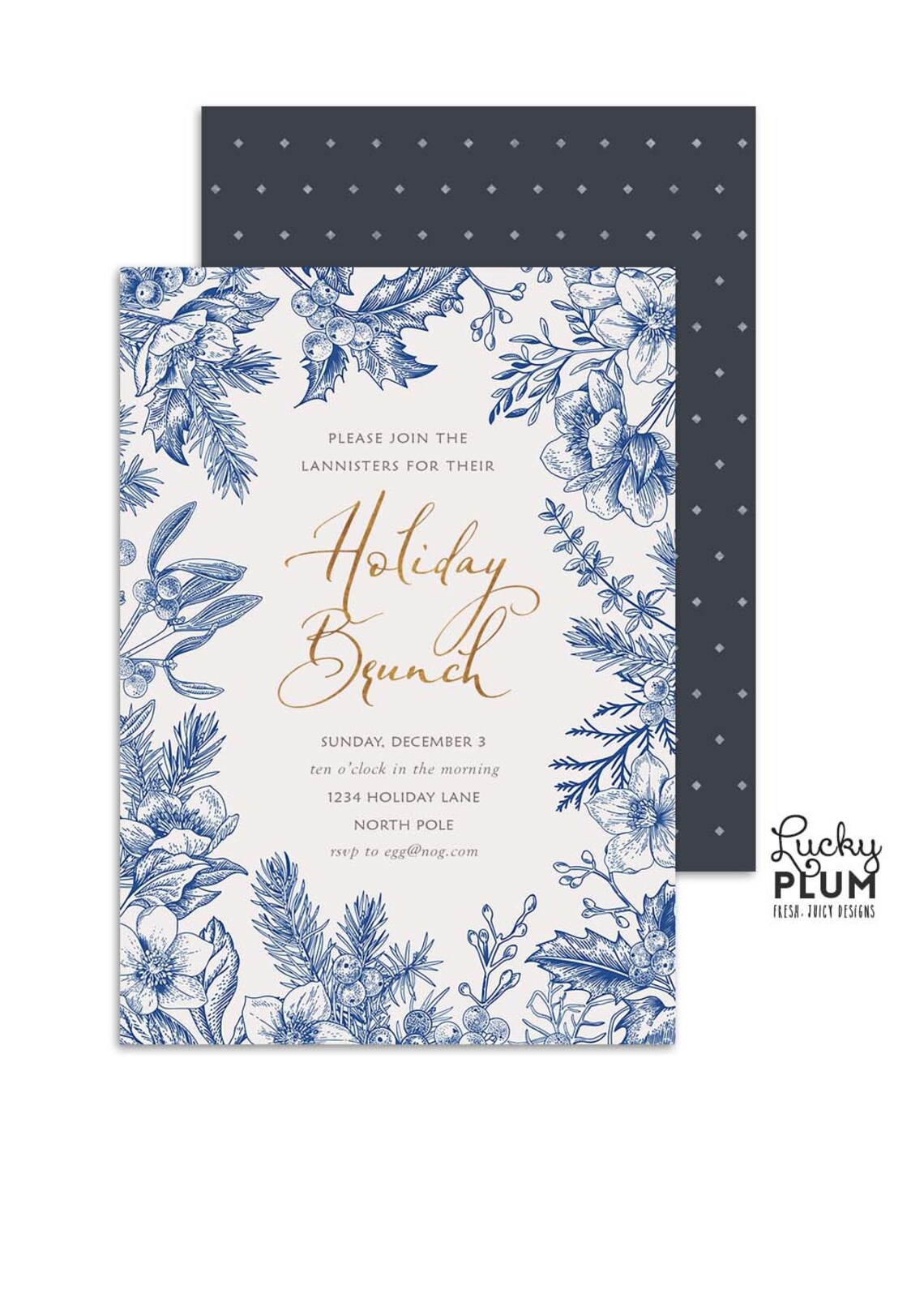 Blue White Christmas Invitation / Holiday Gathering Invite / - Etsy
