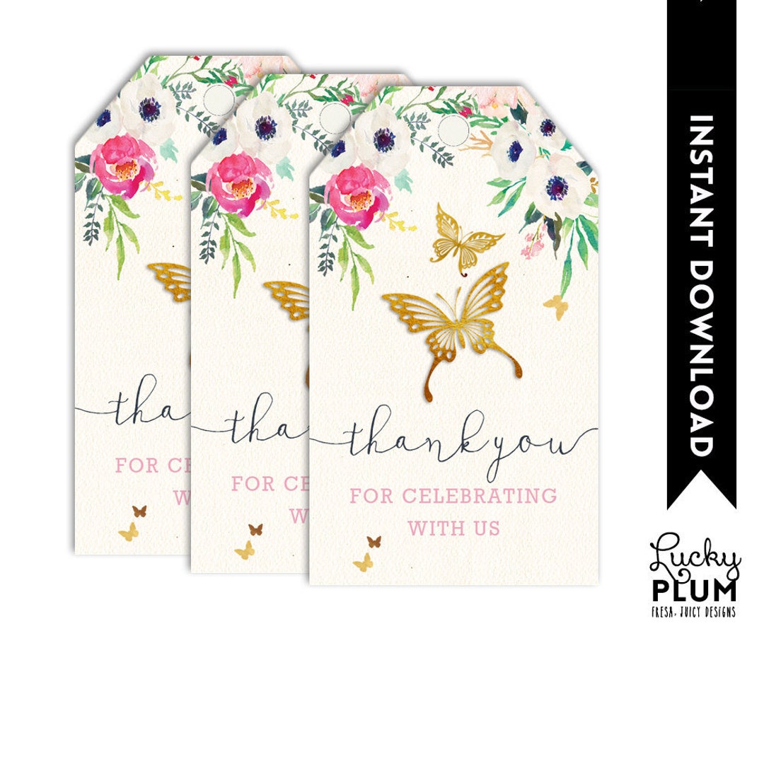 Butterfly Favor Tag / Butterfly Thank You Tag / Garden Favor Tag ...