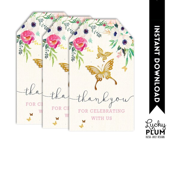 Butterfly Favor Tag / Butterfly Thank You Tag / Garden Favor | Etsy