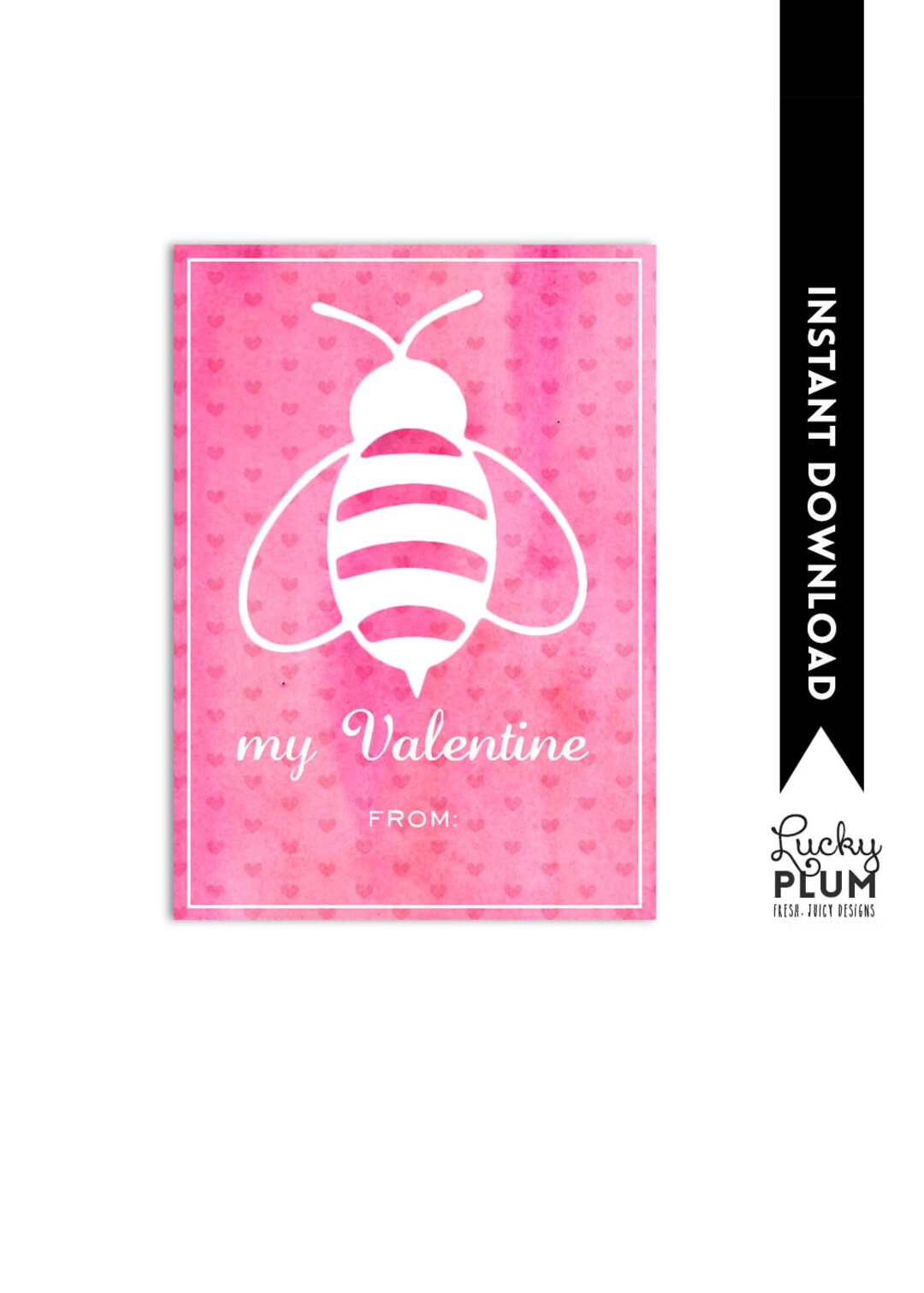 Bee My Valentine Printable / Be Mine Valentine Printable / Valentine ...