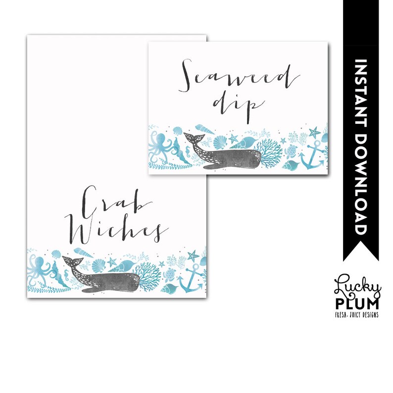 Whale Baby Shower Sign / Whale Birthday Poster / Nautical | Etsy