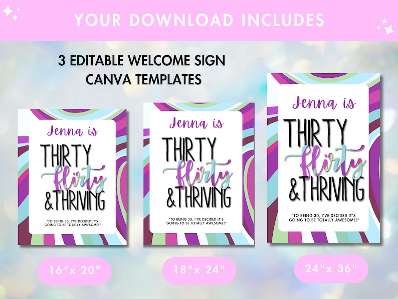 30 Flirty & Thriving Editable 30th Birthday Party Welcome Sign - 13 ...