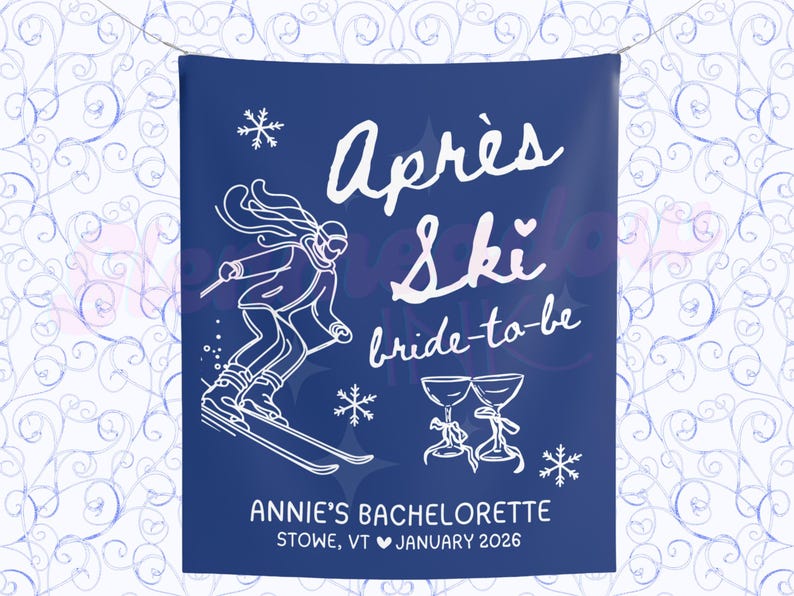 Aprés Ski Bride to Be Winter Bachelorette Hand Drawn Custom Ski Trip ...