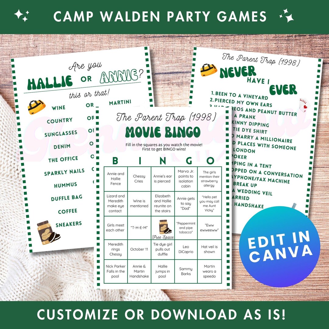 Camp Walden Bachelorette Party Games Editable Canva Template Camp ...