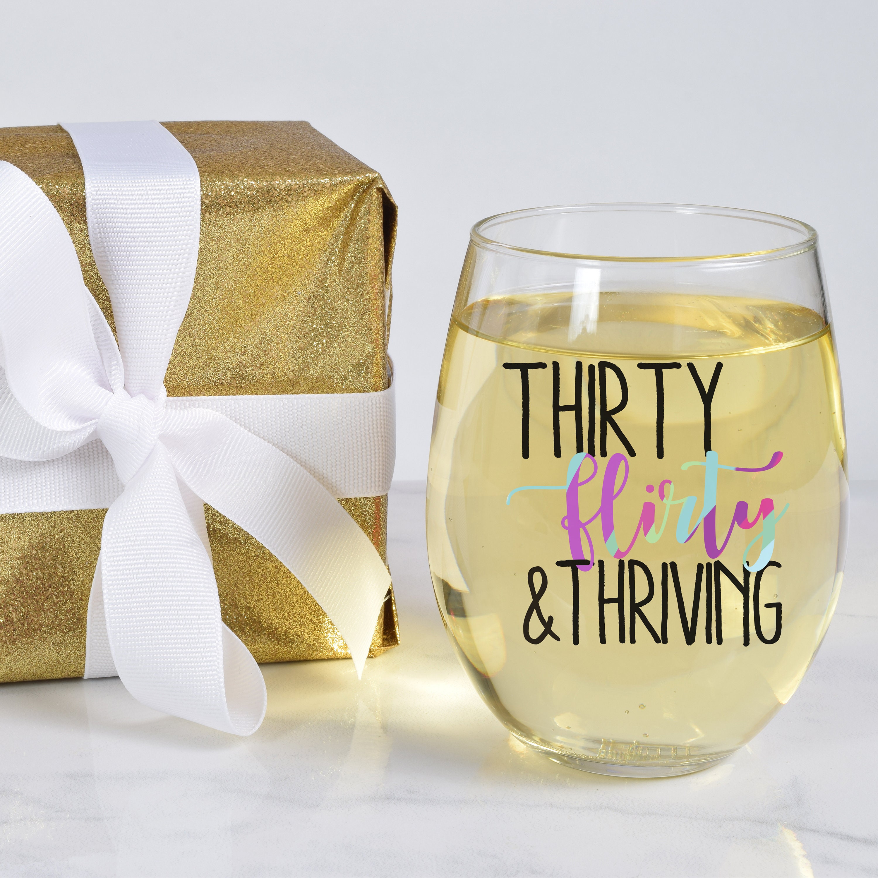 30 Flirty & Thriving Stemless Wine Glass 30th Birthday Birthday Gift ...