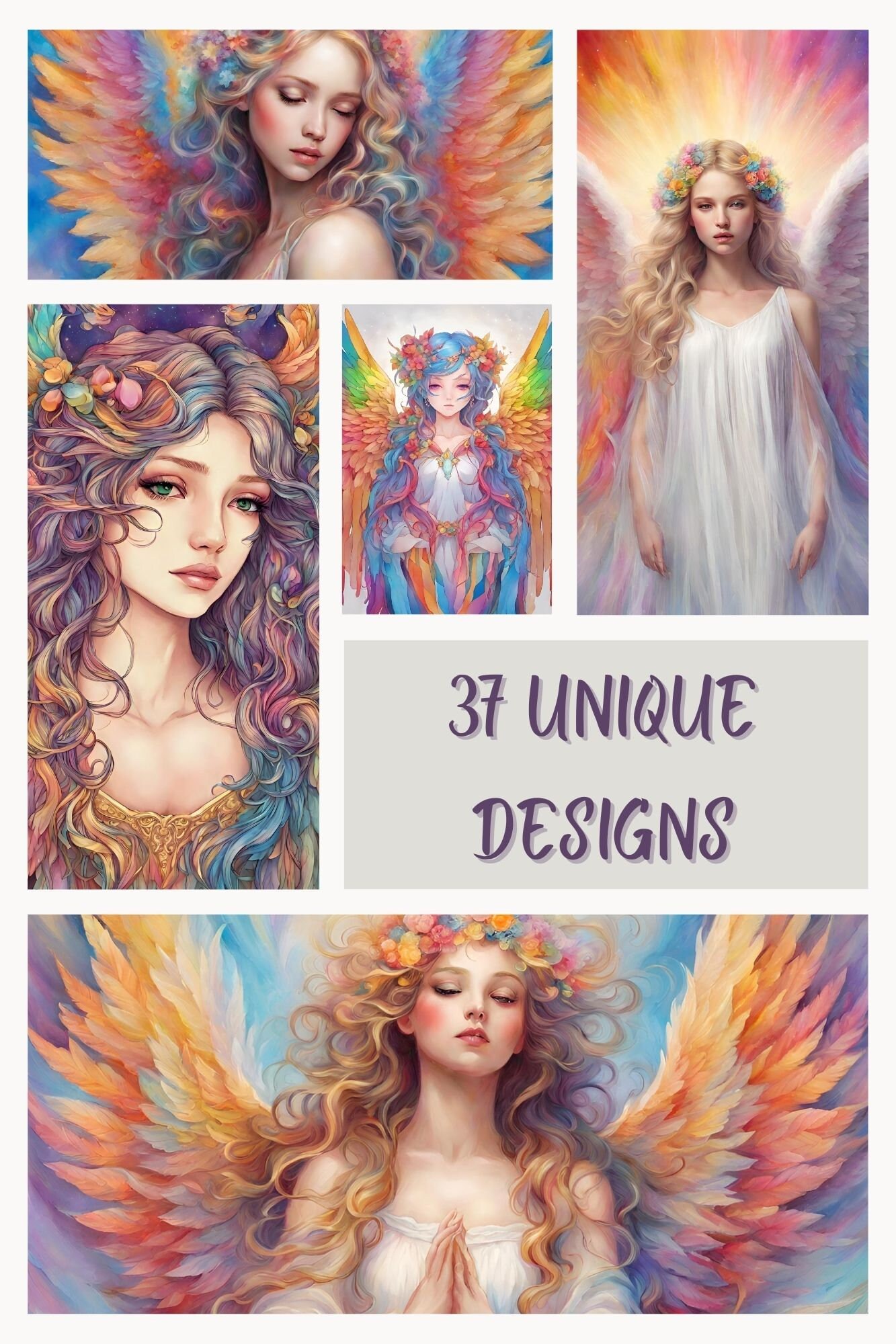 Colorful Angelic Digital Downloadable Images for Creators - Etsy