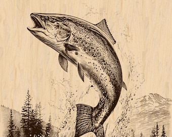Laser Burn PNG Fish Trout Fish Engrave Laser Ready Digital Design File ...