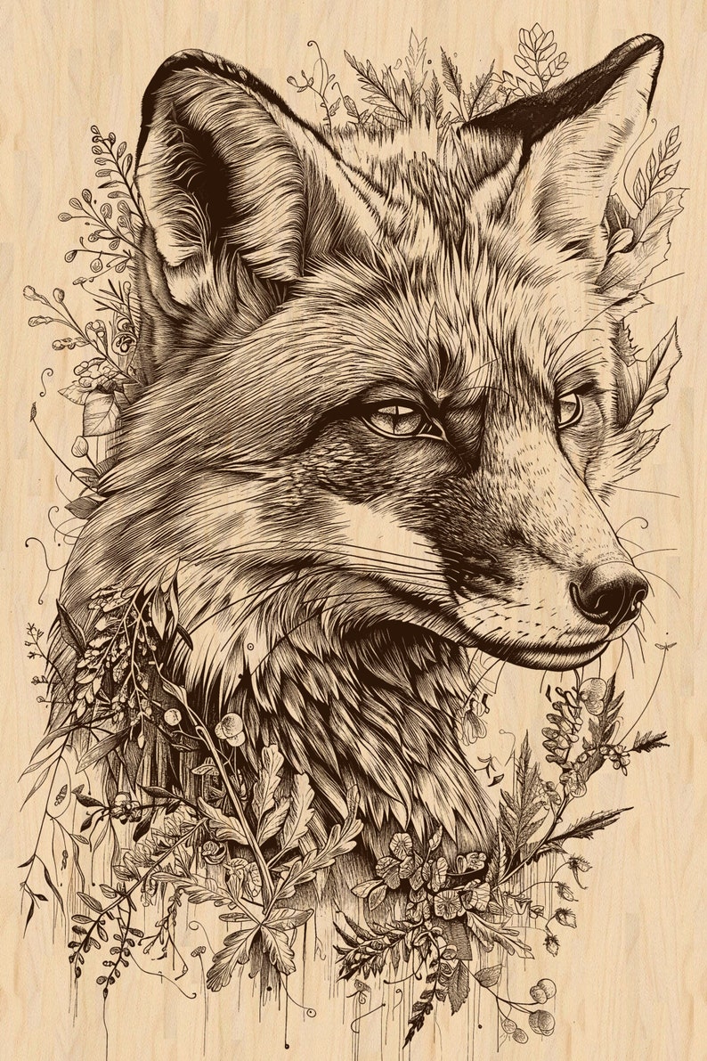 Floral Fox Laser Engrave File: Wildlife Art (digital Download) - Etsy UK