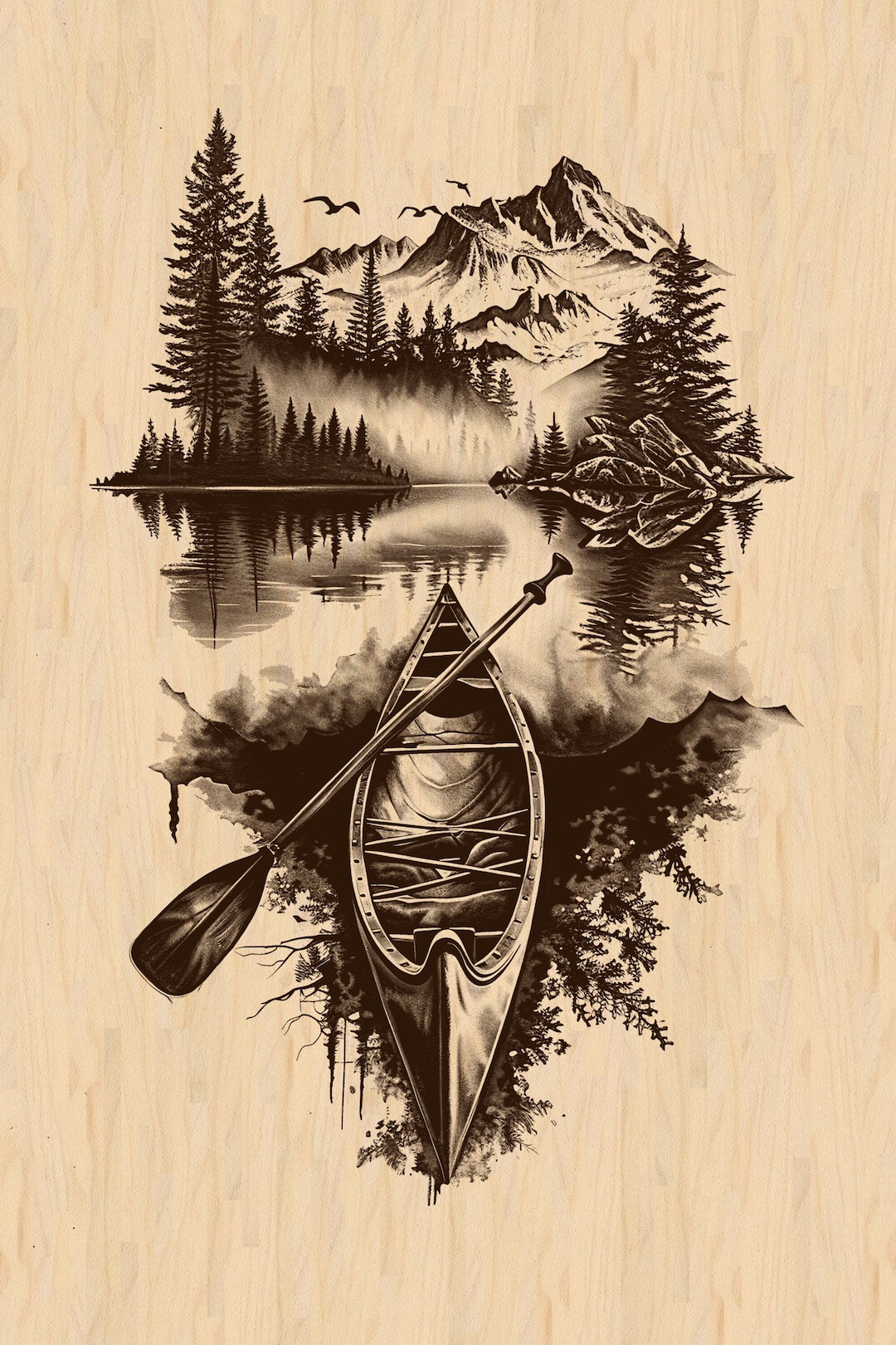 Canoe Laser Engraving Design: Nature Lake Scene (digital Download) - Etsy