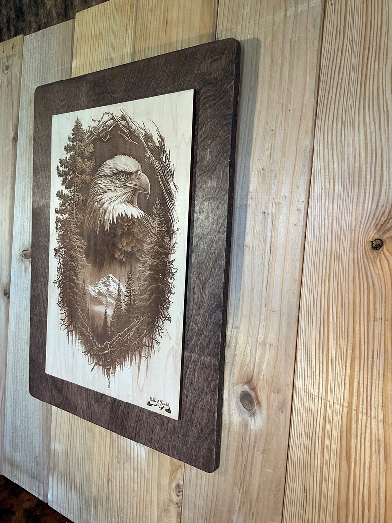Eagle Laser Engraving Design: Rustic Mountain Forest Wall Art (PNG File ...