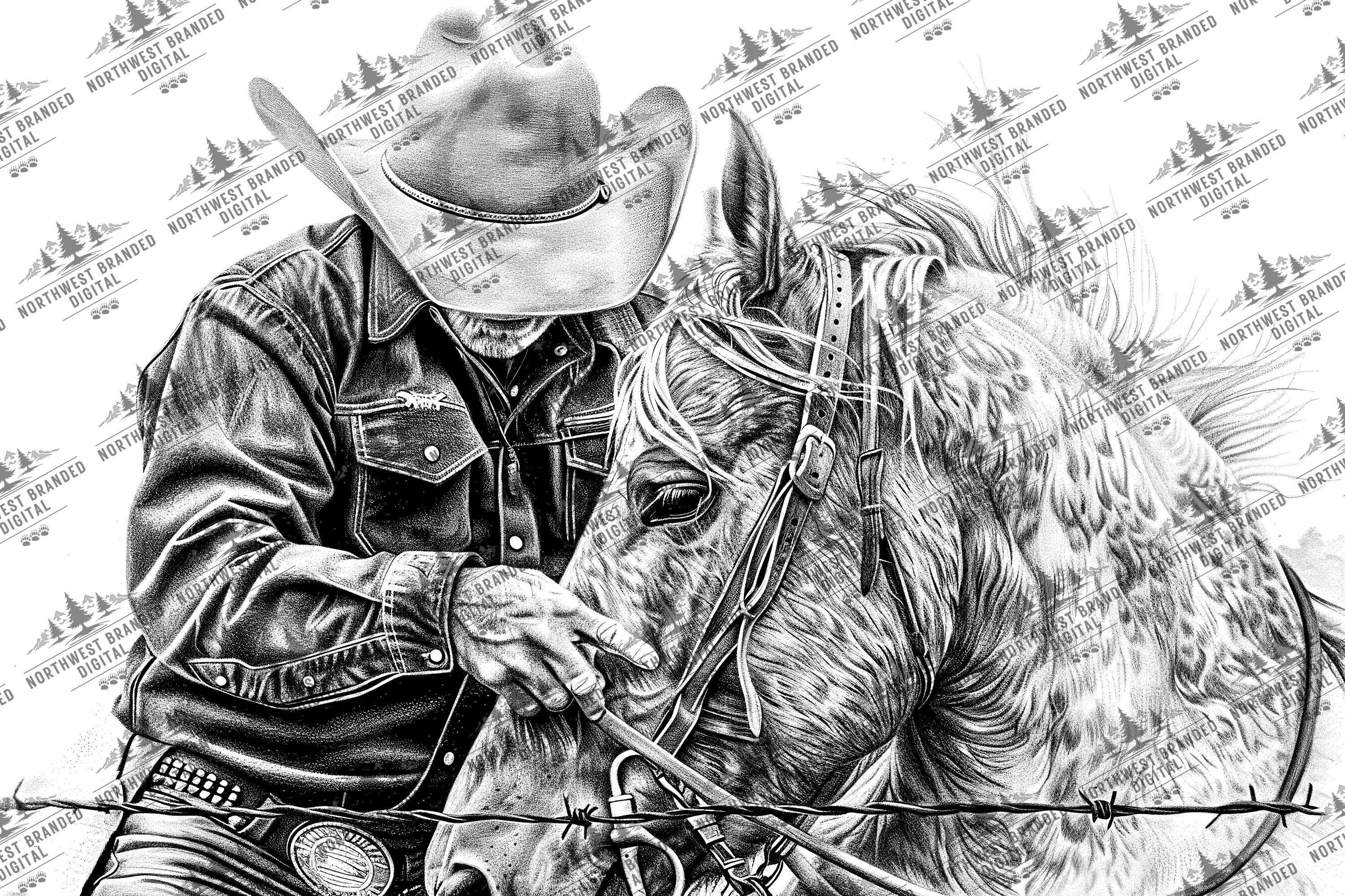 Cowboy and Horse Laser Engraving: Western Ranch Art (digital Download ...