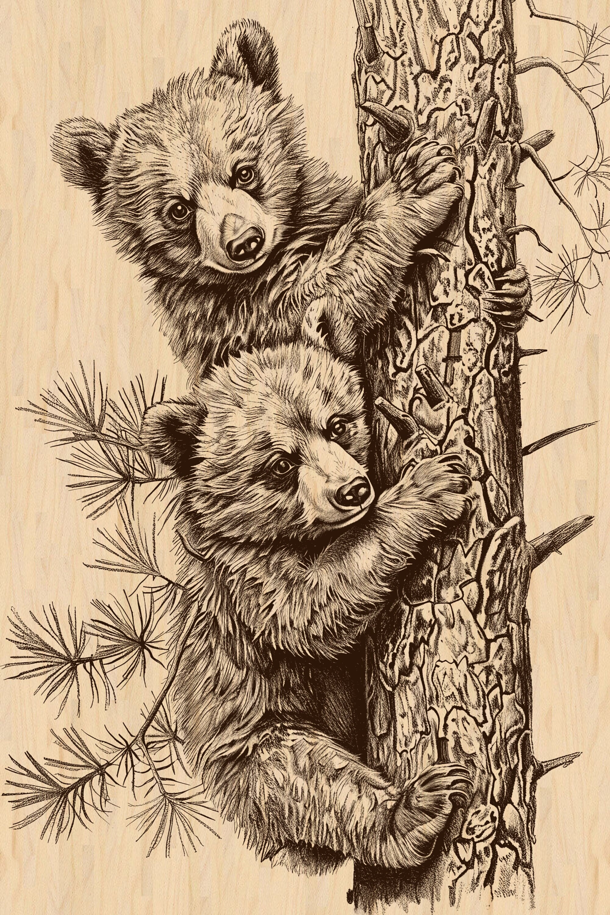 Laser Burn PNG Bear Cubs Engrave Laser Ready Digital Design File Black ...