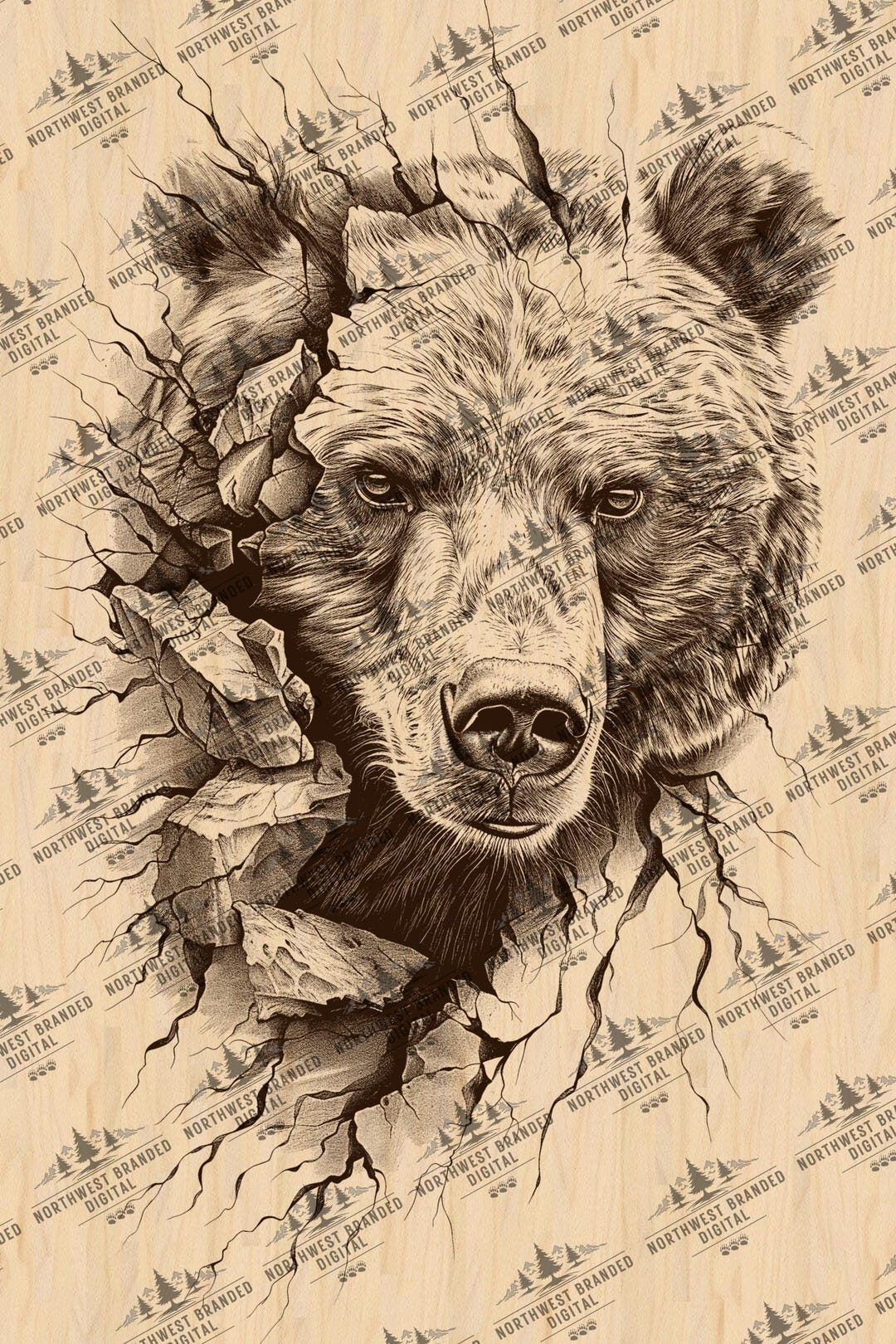 Bear Laser Engraving File, Wildlife Nature PNG, Ready to Engrave Design ...