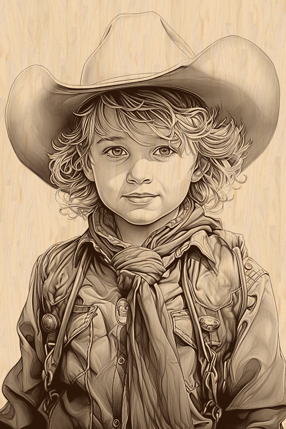 Cowboy Kid Laser Engraving: Rustic Western Art (digital Download) - Etsy
