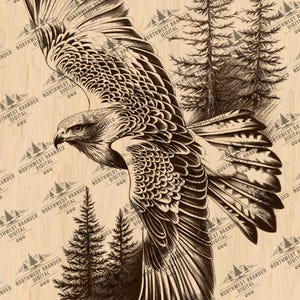 Hawk Laser Engraving Design: Rustic Forest Wildlife Art (PNG File) - Etsy