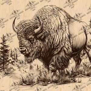 Bison Laser Engraving File: Rustic Wildlife Art (digital Download) - Etsy