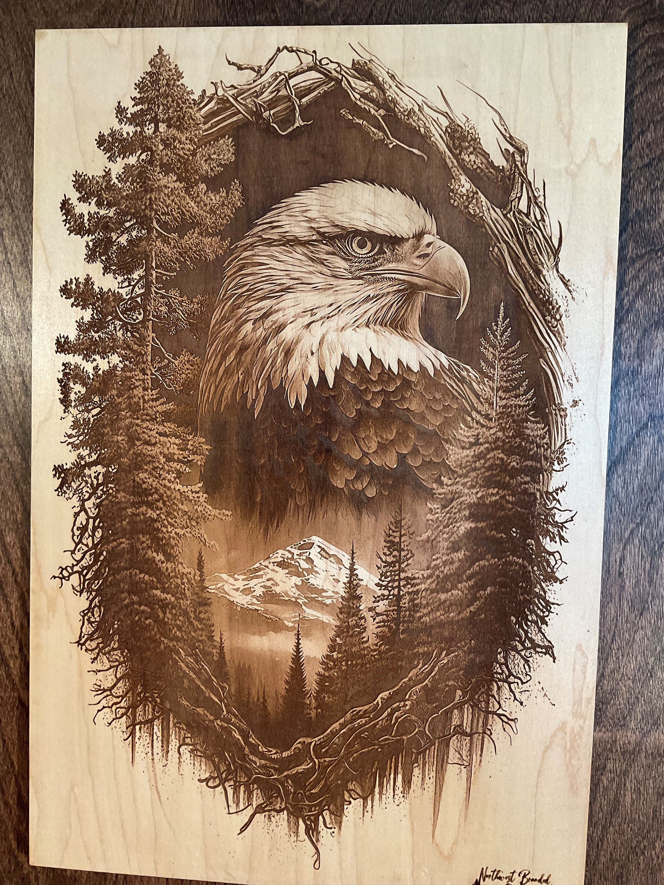 Eagle Laser Engraving Design: Rustic Mountain Forest Wall Art (PNG File ...