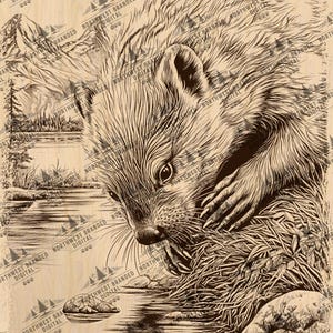 Beaver Laser Engraving File: Wildlife Scene, Rustic Forest Art (PNG ...