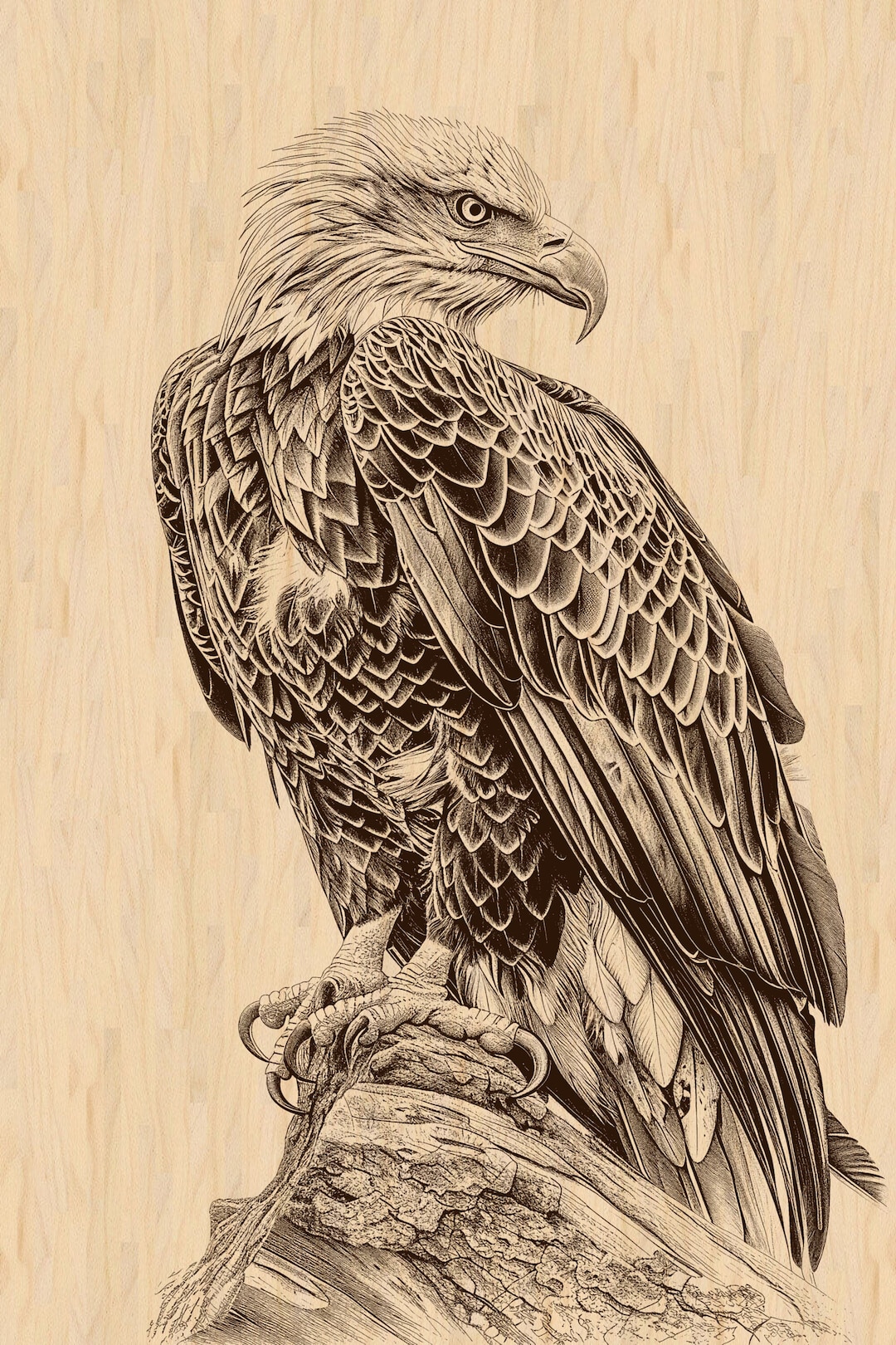 Bald Eagle Laser Engraving, Wildlife Art, Rustic Eagle Decor, Detailed ...