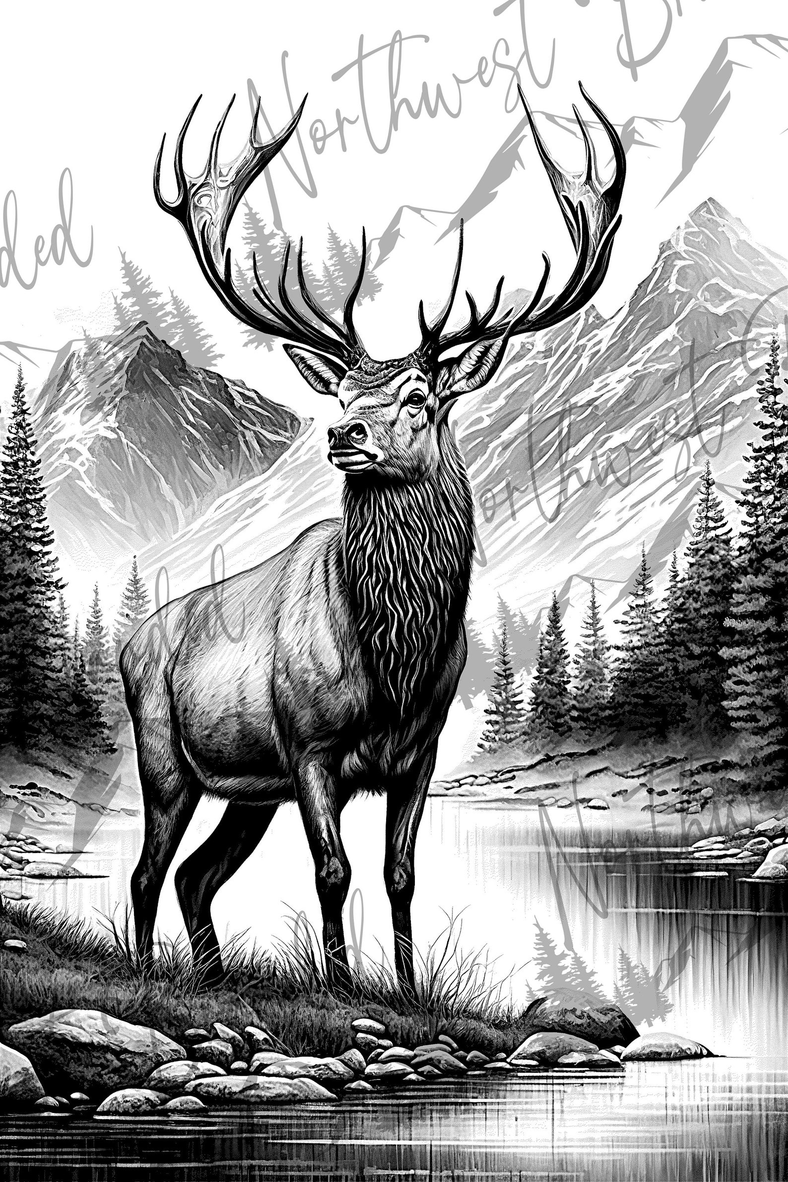 Elk Engraving File for Laser Engraving, Mountain Wildlife PNG Digital ...