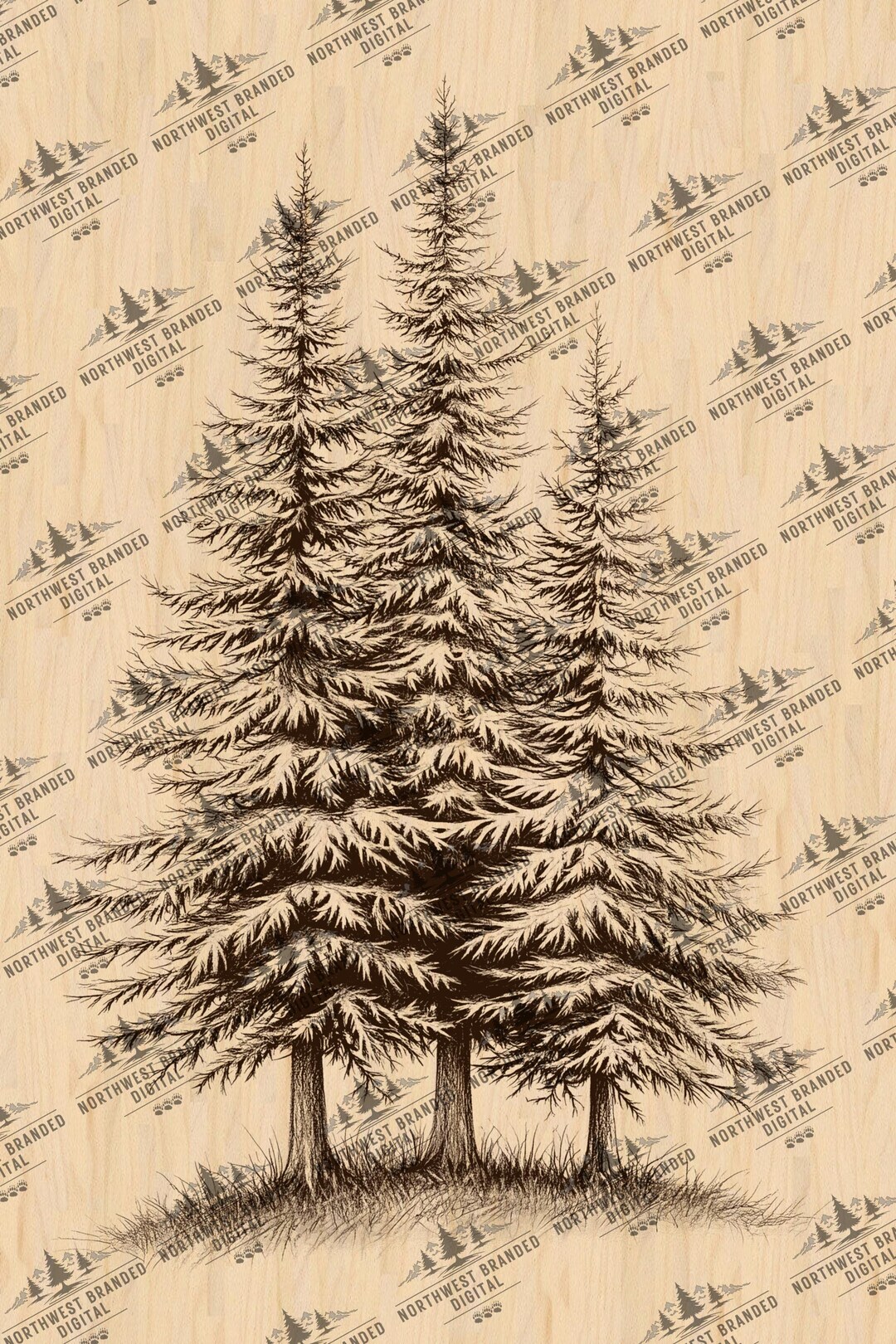 Pine Tree Laser Engraving File: Woodland Rustic Art (digital Download ...