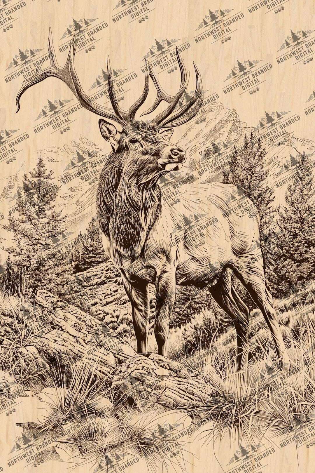 Elk Laser Engraving: Nature Wildlife Art PNG (digital Download) - Etsy