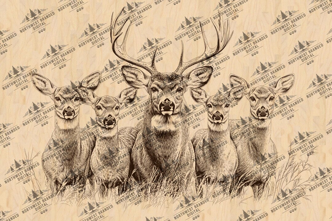 Deer Laser Engraving File: Woodland Wildlife Art (PNG & JPEG) - Etsy