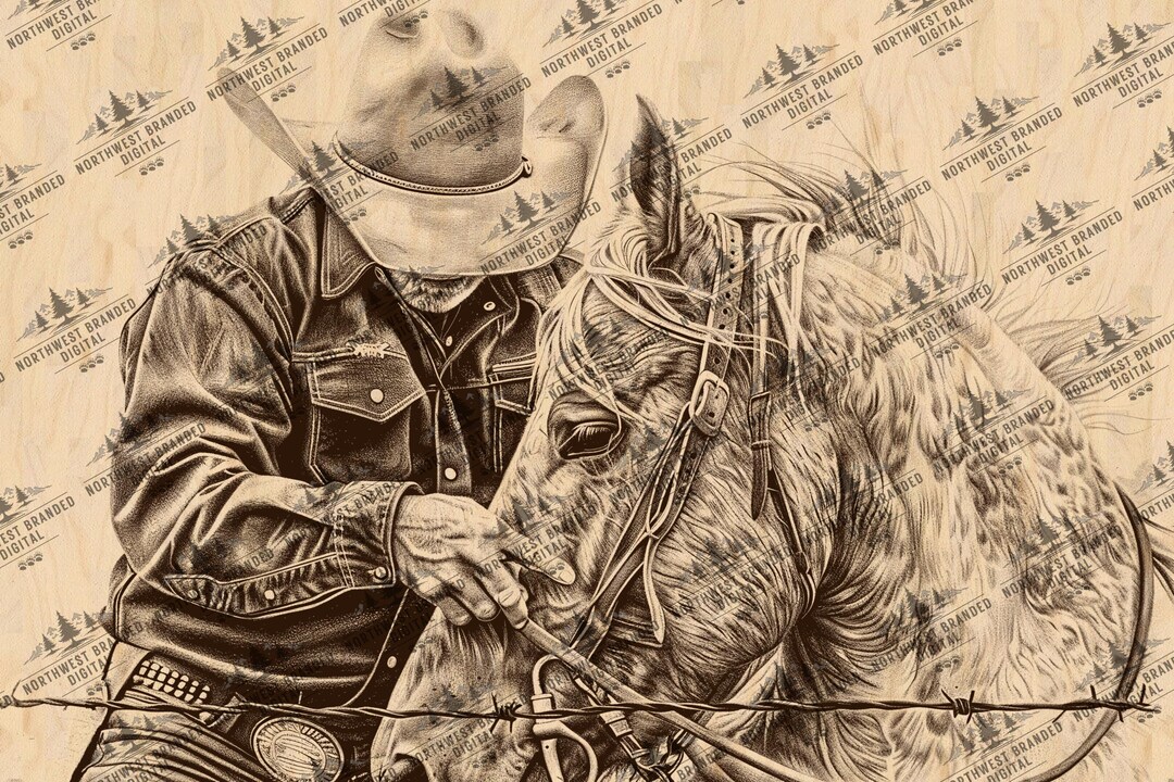 Cowboy and Horse Laser Engraving: Western Ranch Art (digital Download ...