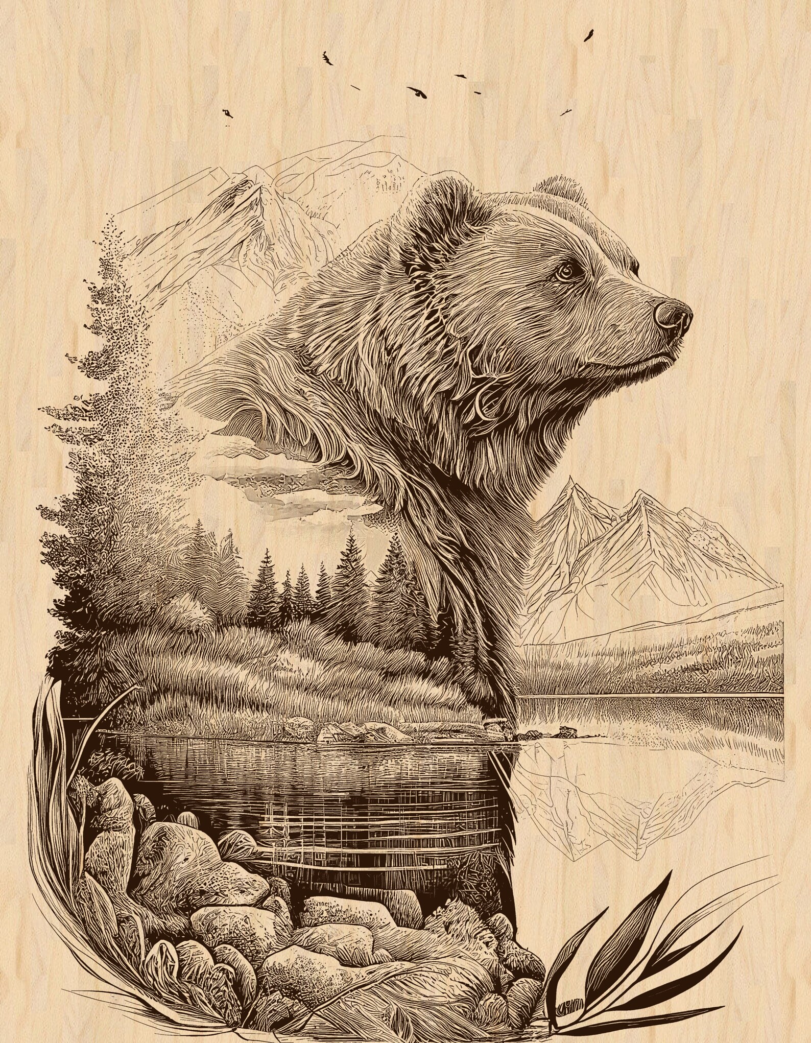 Bear Mountain PNG Beautiful Lake and Forest Engrave File - Etsy