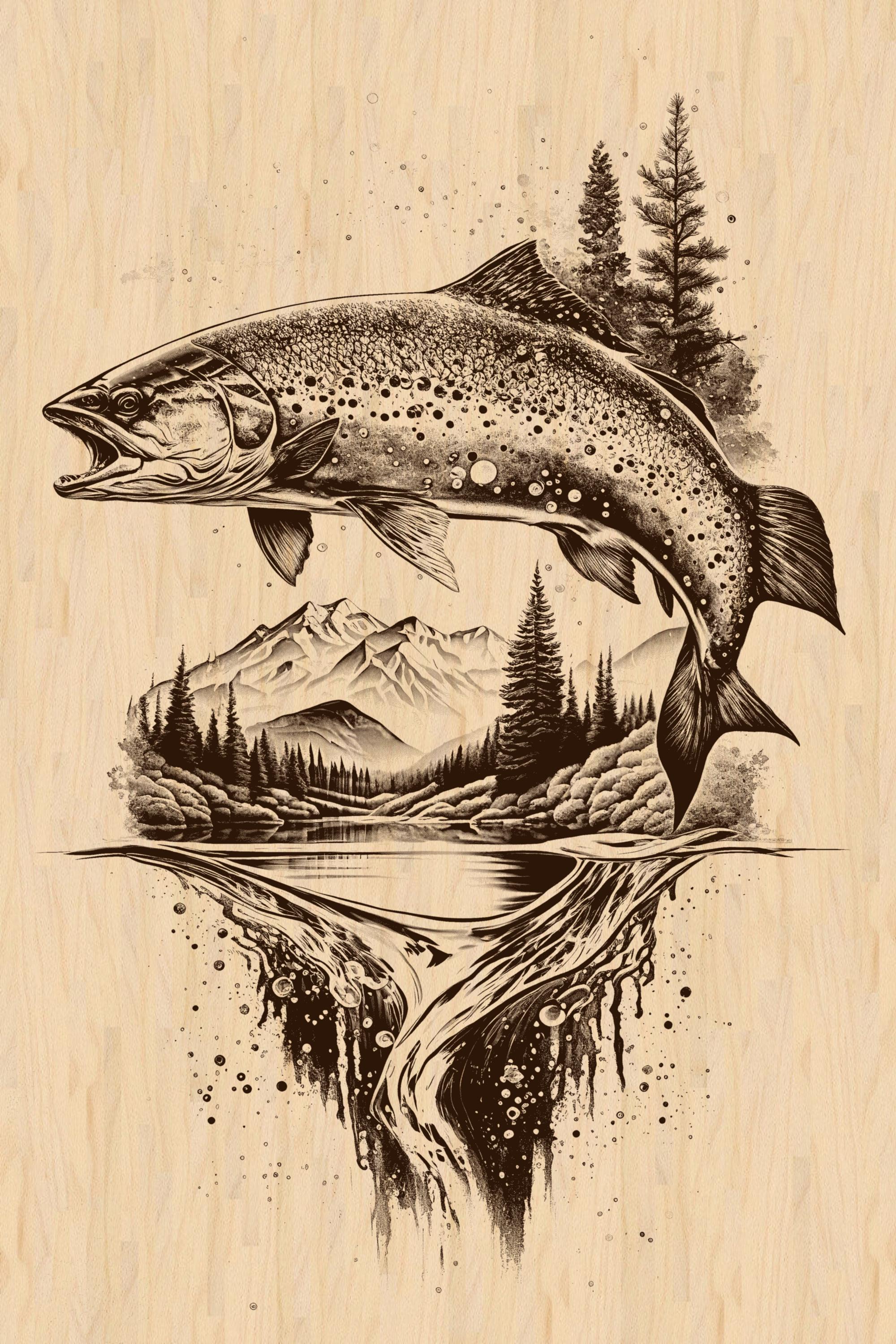 Trout Fish Laser Engrave Design: PNG, JPEG (digital Download) - Etsy