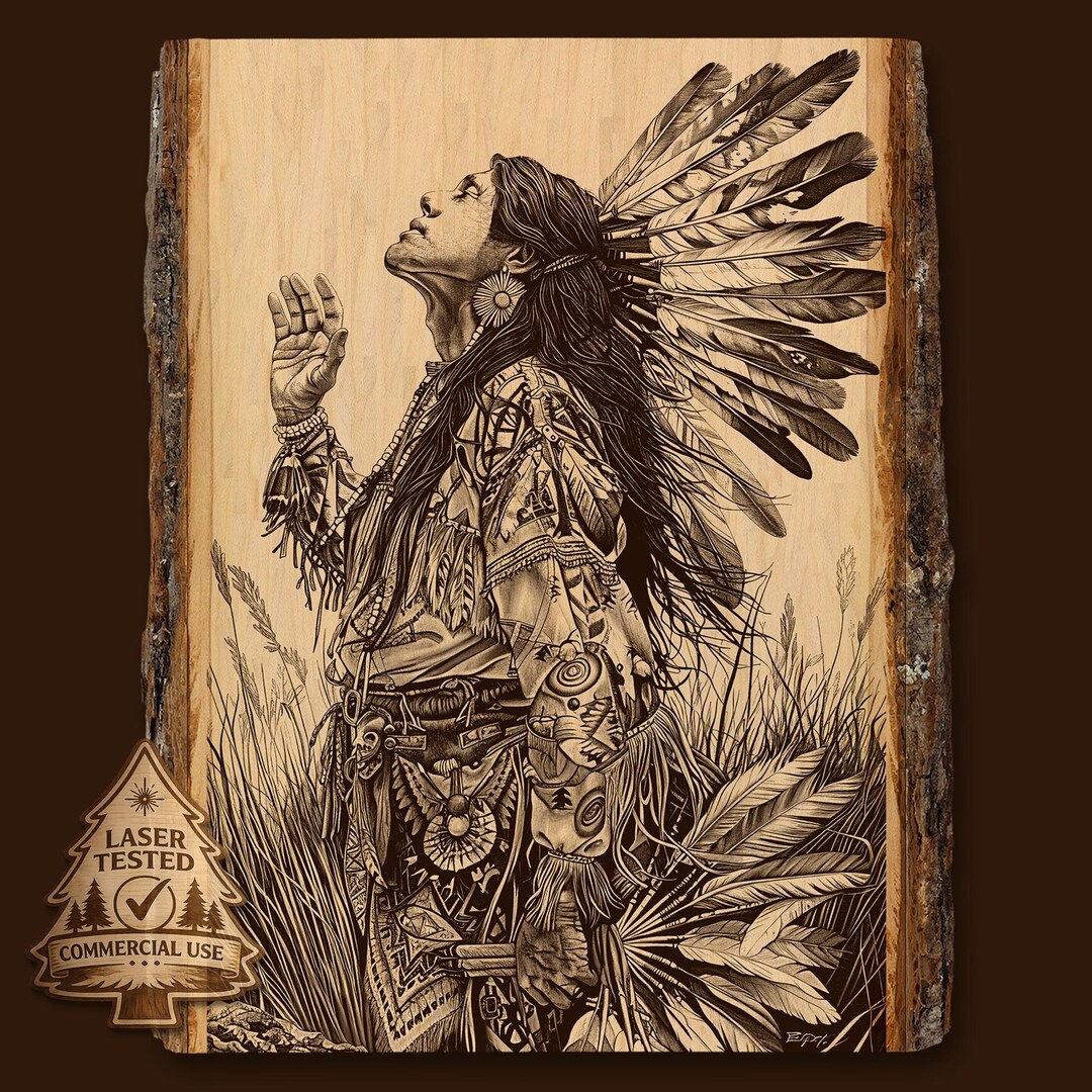 Native American Engraving File for Laser Engraving, Tribal Warrior PNG ...