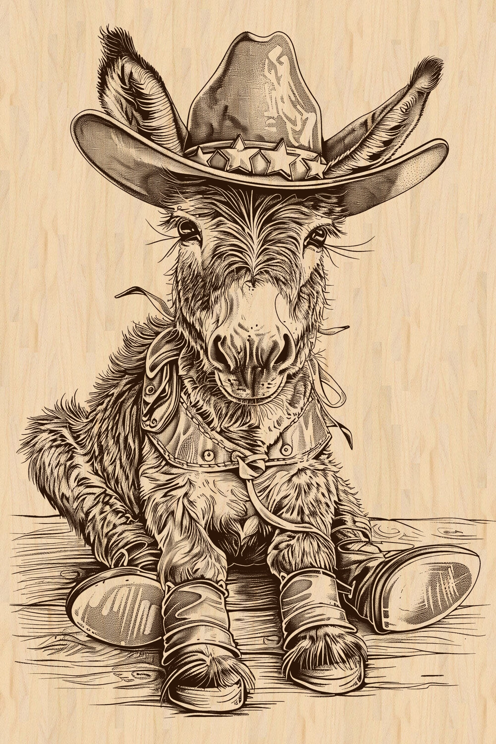 Laser Burn PNG Donkey Western Donkey Cowboy Boots Engrave Laser Ready ...