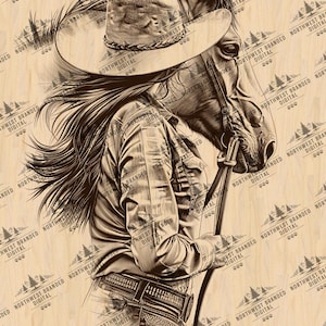 Cowgirl and Horse Laser Engraving File: Western Art (digital Download ...