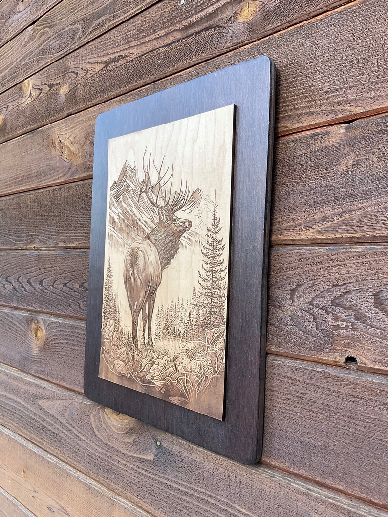 Elk Mountain PNG Beautiful Elk and Forest Engrave File Elk Hunter Decor ...