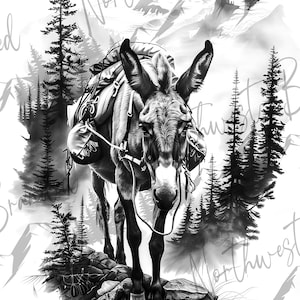 Laser Engraved Pack Mule PNG: Mountain Ranch Art (digital Download) - Etsy